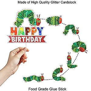 7PCS Set Fairy Tale Style Caterpillar Cake Topper-Fairy Tale Birthday Party or Baby Shower Party Hungry Caterpillar Decoration for Kids--SugarGera