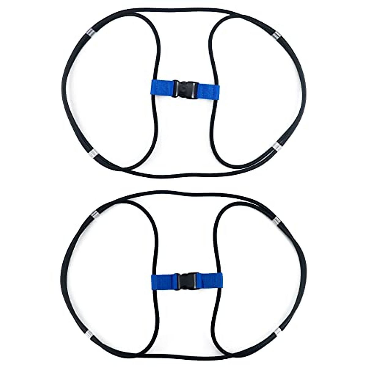 QWORK Trash Can Lock, 2 Pack Closed Garbage Lid Lock, for 30 - 50 Gallon Outdoor Trash Can, Bungee Cord Heavy Duty Animal Proof Trash Lid Lock for Dogs, Bears, Raccoons, Opossums