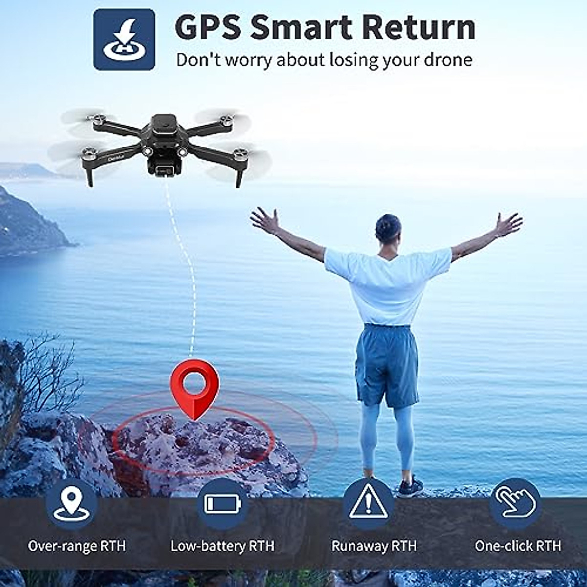 GPS Drone with Camera for Adults, Drones with Altitude Hold, Circle Fly, Waypoint Fly, Foldable RC Quadcopter Toys Gifts for Kids