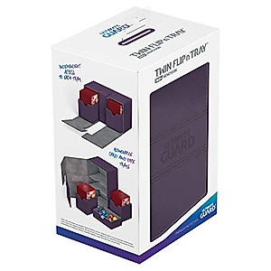Ultimate Guard Flip 'n' Tray 160+, Deck Case for 160 Double-Sleeved TCG Cards + Dice Tray, Purple/Grey, Magnetic Closure & Microfiber Inner Lining