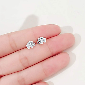 Elephant Stud Earrings Hypoallergenic Sterling Silver Earrings Women No Nickel for Sensitive Ears Christmas Gifts Stocking Stuffers(1 silver)