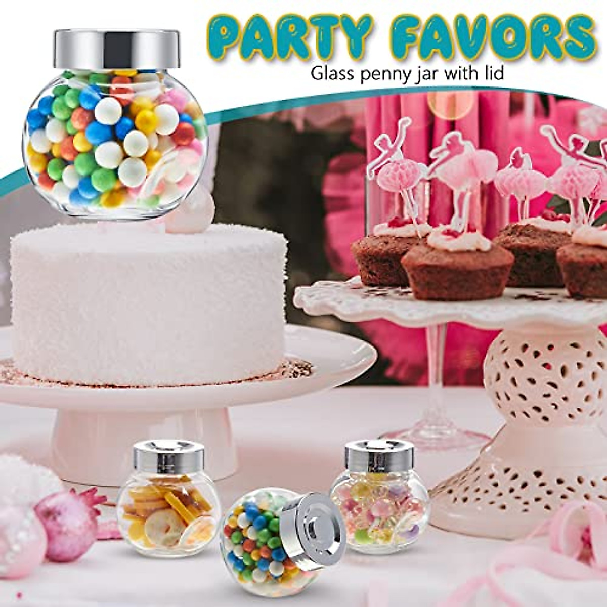 Umigy 60 Pieces Mini Glass Jars with Lids 1.7 oz Mini Candy Jars Tiny Mason Jars Small Glass Containers with Lids for Favors Wedding Gifts Spice Honey Sugar Scrub Herbs