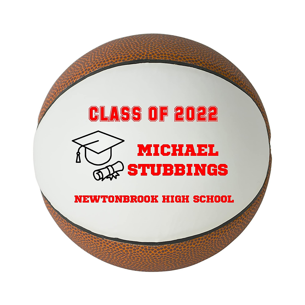 Personalized Custom Graduation 2024 Basketball Gift - Graduation Class of 2024 - Graduation Gift for Boy - Graduation Gift for Girl (Mini Basketball, RedText)