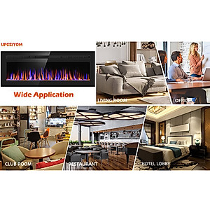 Upesitom Electric Fireplace Insert 31" Fireplace Heater Recessed & Wall Mounted, 750/1500W Linear Fireplace LED Fireplace Insert with Adjustable Flame Colors, Bracket, Timer, Remote Control