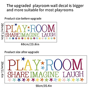 Playroom Wall Decor Kids Playroom Wall Decals Share Imagine Laugh DIY Wall Stickers for Nursery Playroom Decoration (Crazy Orange)