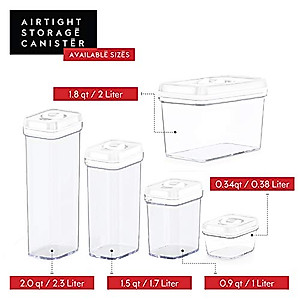 DWËLLZA KITCHEN Airtight Food Storage Containers - Pantry Snacks Kitchen Container, Baking Supplies, 4LB Sugar & Flour Canister - 4 Pc Set All Same Size - Clear Plastic BPA-Free - Keeps Fresh & Dry