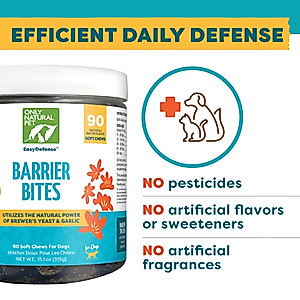 Only Natural Pet EasyDefense Barrier Bites Soft Flea Chews for Dogs - First Line of Defense Againts Fleas & Ticks, Boosts Immune System and Healthy Skin & Coat - (90 Bacon Flavored Soft Chews) 1 Pack