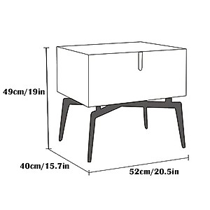 Bedside Table Bedroom Bedside Wood Single Drawer Tall End Table with Metal Legs Large Capacity Storage Cabinet Modern Style Furniture for Bedroom Living Room 19" H Night Stand (Color : B)