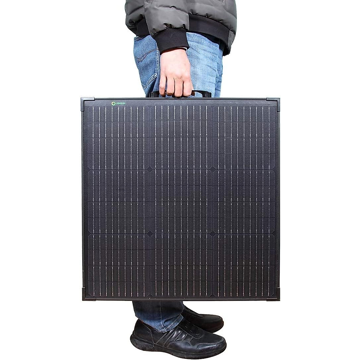 LensunSolar Innovative 55W 12V Solar Panel with Kickstand, Lightweight, Waterproof, Super Thin for RV Campers Power Station Camping, Only 4.4 lbs/2kgs