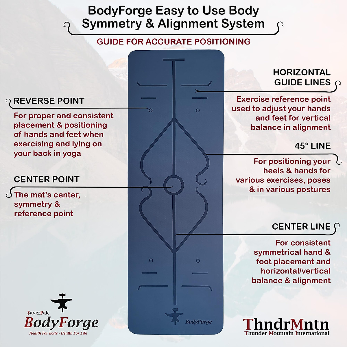 BodyForge Yoga Mat Thick Exercise Mat Thick 8mm TPE Eco-Friendly with Alignment Marks Non-Slip Extra Thick High-Density for Women Men Workout Pilates (Blue/Light Blue)