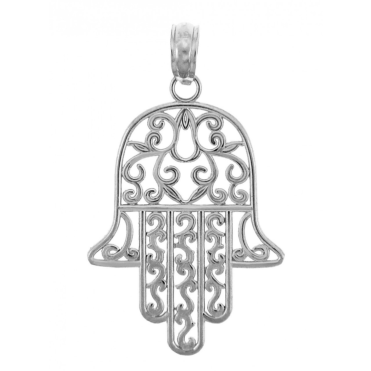 925 Sterling Silver Jewish Hamesh Hand Filigree Charm Hamsa Pendant