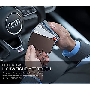 Suavell Slim Metal Wallet for Men - Minimalist Modern Wallet - RFID Card Holder w Money Clip - Thin, Smart Wallet - Front Pocket Wallet - Aluminum Credit Card Holder (Bronze Element 2.0)