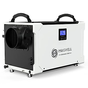 Moiswell 145 Pint Commercial Dehumidifier with Drain Hose for Crawl Spaces, Basements, Industry Water Damage Unit, Large Capacity, Compact, Portable, Auto Defrost, Memory Starting