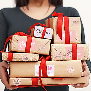 TUCEWP 620Pcs Thank You Cards and Stickers Set, Include 120 Thank You Cards Small Business Bulk 500 Thank You for Your Order Stickers Pink Thank You Stickers for Packaging Envelope Seals Business