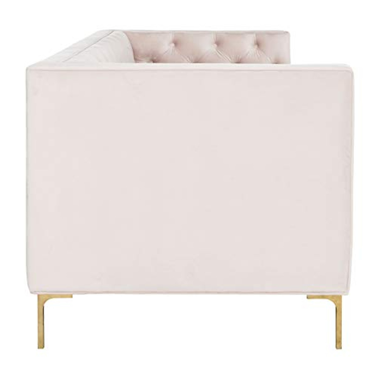 Safavieh Couture Home Vydia Glam Blush Pink Velvet and Gold Tufted Sofa