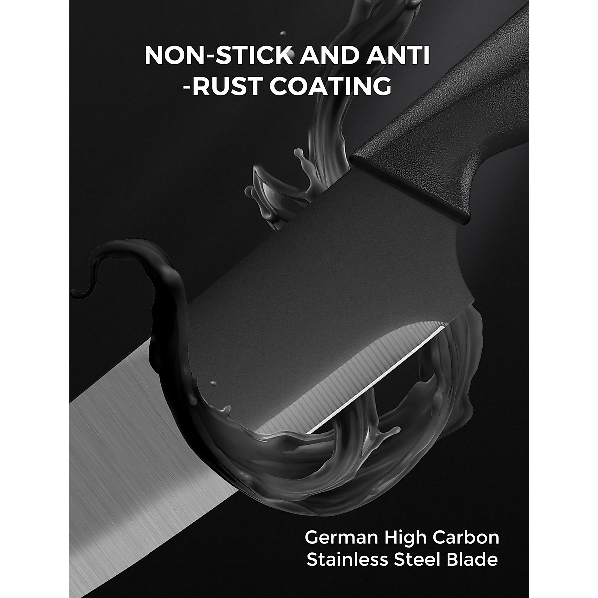 syvio Kitchen Utility Knife, 8 Inch Pro Kitchen Knife, High Carbon Stainless Steel Chef's Knives with Ergonomic Handle, Black