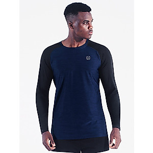 NELEUS Men's Running Shirt Long Sleeve Workout Shirts,5073,3 Pack,Dark Grey/Navy/Slate Grey,3X-Large