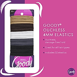 GOODY Women's Braided Elastic Hair Tie, 10 Count, Java Bean Neutral - 4MM for Medium Hair, Ouchless Pain-Free Hair Accessories, Perfect for Long Lasting Braids, Ponytails and More
