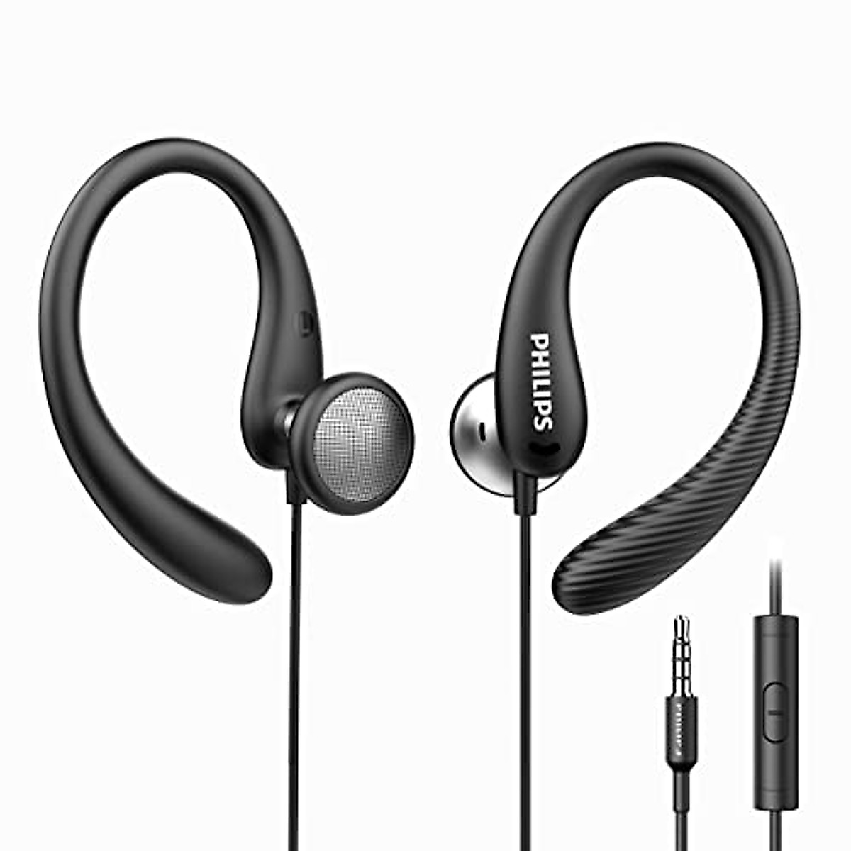 Philips Over The Ear Earbuds, Flexible Wrap Around Earbuds, Around Ear Headphones with Mic Behind The Ear Headphones, Perfect for Sports, Running, Exercise, Gym, Lightweight Earhook Sports Headphones