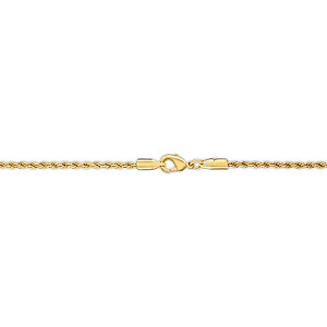 Barzel 18K Gold Plated Rope Chain Necklace - Made In Brazil (2 Milimeter, 22 Inches)
