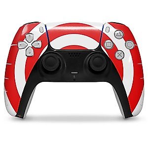 WraptorSkinz Skin Wrap compatible with Sony PS5 DualSense Controller Bullseye Red and White (CONTROLLER NOT INCLUDED)