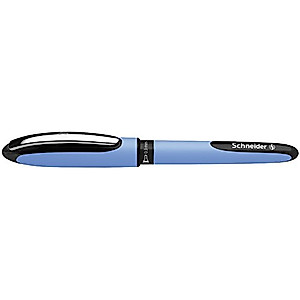 Schneider One Hybrid N Rollerball Pen, 0.3 mm Hybrid Needle Tip, Light Blue Barrel, Black Ink, Box of 10 Pens (183401)