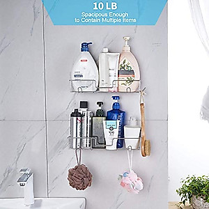 Bundle Set of Adhesive Bathroom Shower Shelf and Stainless Steel Shower Squeege 10 Inches