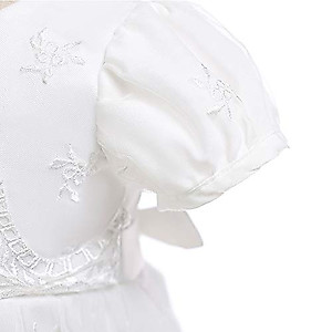Meiqiduo Baby Girl Christening Dress Baptism Gowns Princess Wedding Party Formal Dresses (3M/0-6Months, Ivory)