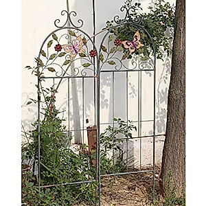 HZSCL Beautiful Retro Style Metal Fence Trellis, Garden Trellises for Climbing Plants, 53 Inch Tall, Gardening Vines Plant Support for Flower Rose Climbing
