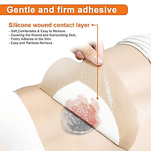 Carbou Silicone Sacrum Foam Dressing, 9''x9''(23cm x23cm) Bordered Silicone Adhesive Sacral Foam Dressing,Silicone Wound Care Products,Box of 5 Dressings