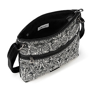 Sakroots Artist Circle Flat Crossbody, Black White Soulful Dove