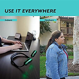 Voglioshop Personal Neck Fan, USB Rechargeable Portable Fan, Cooling Fan Ideal When You Do Any Activity and Wear a Face Mask, 3 Wind Speeds, LED Lights, Accessible Power Buttons, Long Lasting Battery