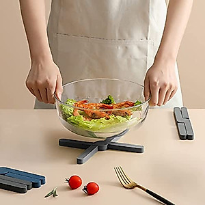 Foldable Silicone Trivet, 4 Pack Non-Slip Heat Resistant Silicon Trivet Pads, Eco Expanding Silicone Pot Holder, Hot Pad with Collapsible Cross Design Save Much Space