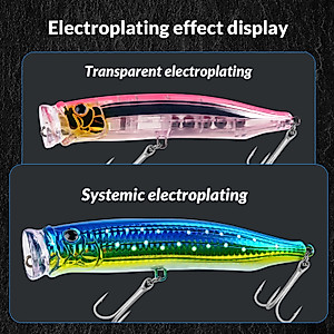 THKFISH Popper Lures Saltwater Tuna Popper Topwater Fishing Lures for Surf Fishing Bass with 3D Eyes for GT Tuna Large Fish 5.9in GREEN-1PC