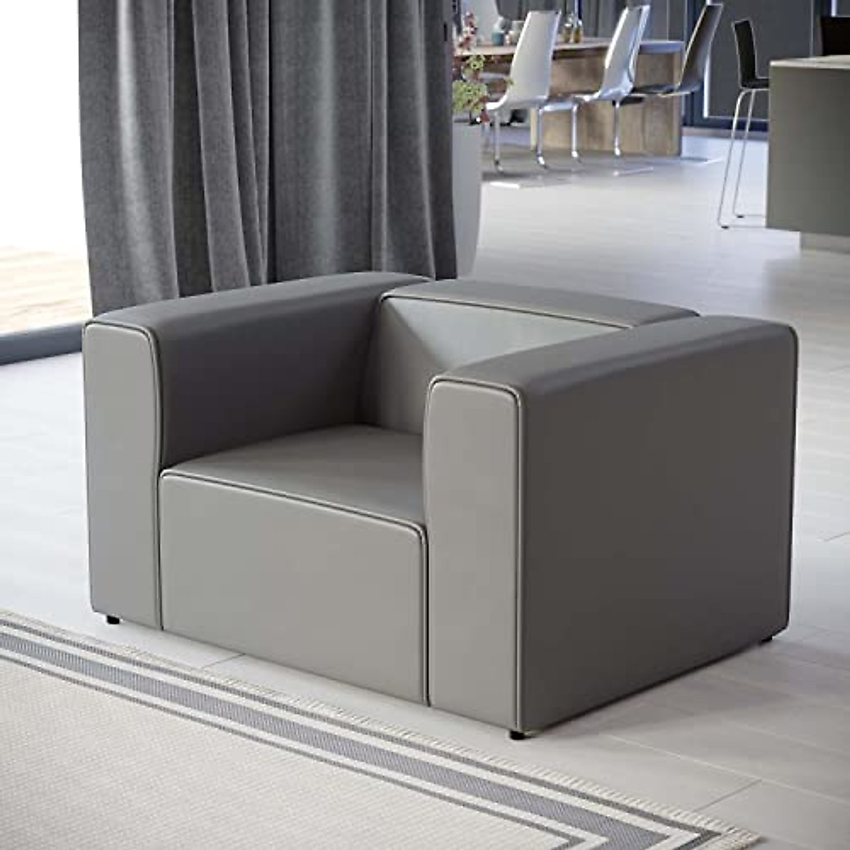 Modway Mingle Vegan Leather Lounge Armchair, Gray