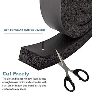 13Ft NBR+PVC Air Conditioner Foam Seal Insulating Strip 2 Roll 1 x 1 Inch 6.5 Feet Long Heavy Duty Window Seal Weather Stripping with High Resilience No-Adhesion