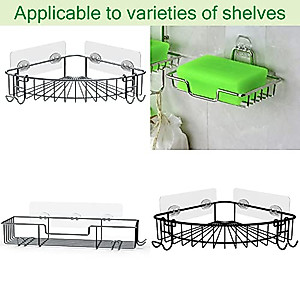 STARICH Adhesive for Shower Caddy, Adhesive Hooks for Shower, Adhesive Wall Mount, Self Adhesive Corner Shelf, Shower Caddy Adhesive Replacement Waterproof for Bathroom, Kitchen, Wire Hook 12 Pack