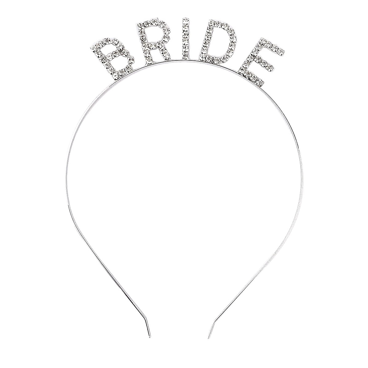 Bride Headband Rhinestone Bride Headband Bachelorette Party Headband Sparkling Crystal Bride Crown Bride Tiara Headpiece Hair Accessories for Bridal Shower,Bachelorette Party,Wedding (Silver)