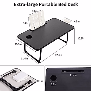 [28' x 16'] Extra Large Foldable Laptop Table for Bed, Floor Desk - Great for Eating, Study, Computer Use & Writing (Black)