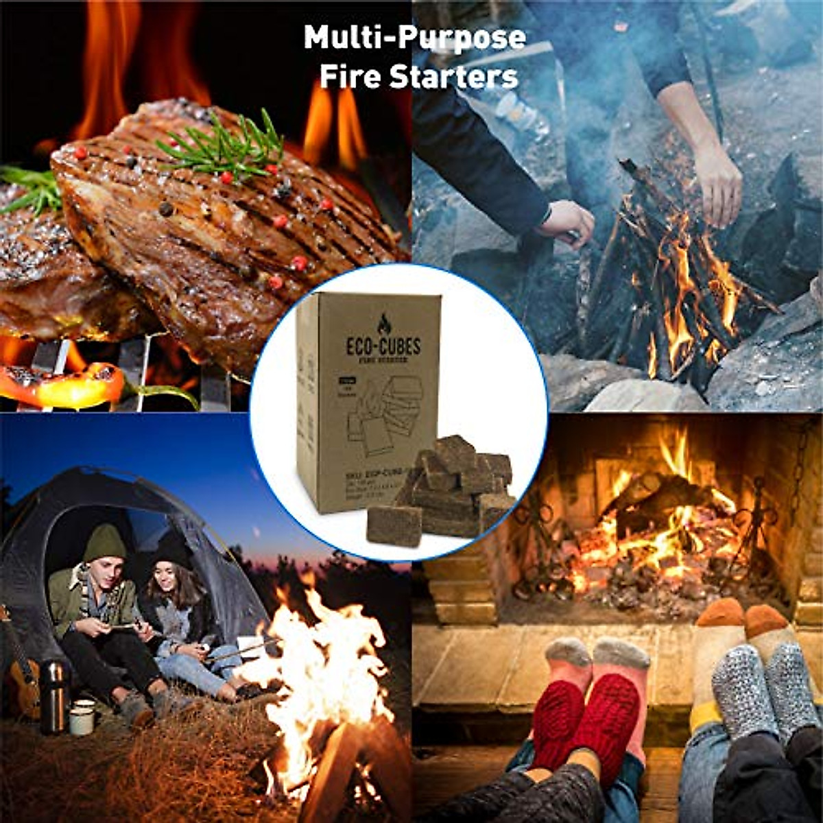 Eco Cubes Fire Starter Squares – Great Fire Starters for Wood Stove, Fireplace, Charcoal Grill – Quantity 168