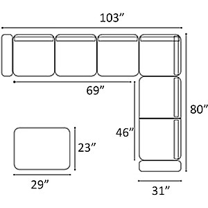 7 Pieces Modular Sectional Sofa, Indoor Convertible Furniture Fabric Upholstered Couch with Ottoman for Living Room
