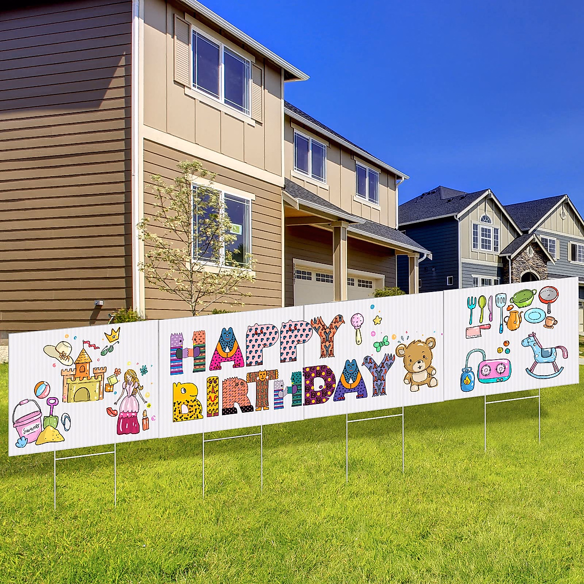 20 Pack Blank Yard Signs with Stakes Bulk Plastic Lawn Signs Double Sized for Outdoor Garage Sale Real Estate Open House Rent Guidepost, Christmas Birthday Party Decorations(White, 16 x 12 Inch)