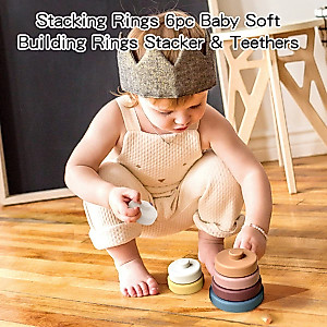 let's make Stacking Toys Soft Silicone Stacking Blocks Rings Baby Sensory Toy for 6+ Months Boys&Girls