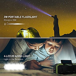 Emergency Radio Waterproof Bluetooth Speaker,Portable Digital AM FM Radio with Flashlight,Reading Lamp,Hand Crank NOAA Weather Radio with Solar Panel,5000mAH Cell Phone Charger,Emergency Survival Kit