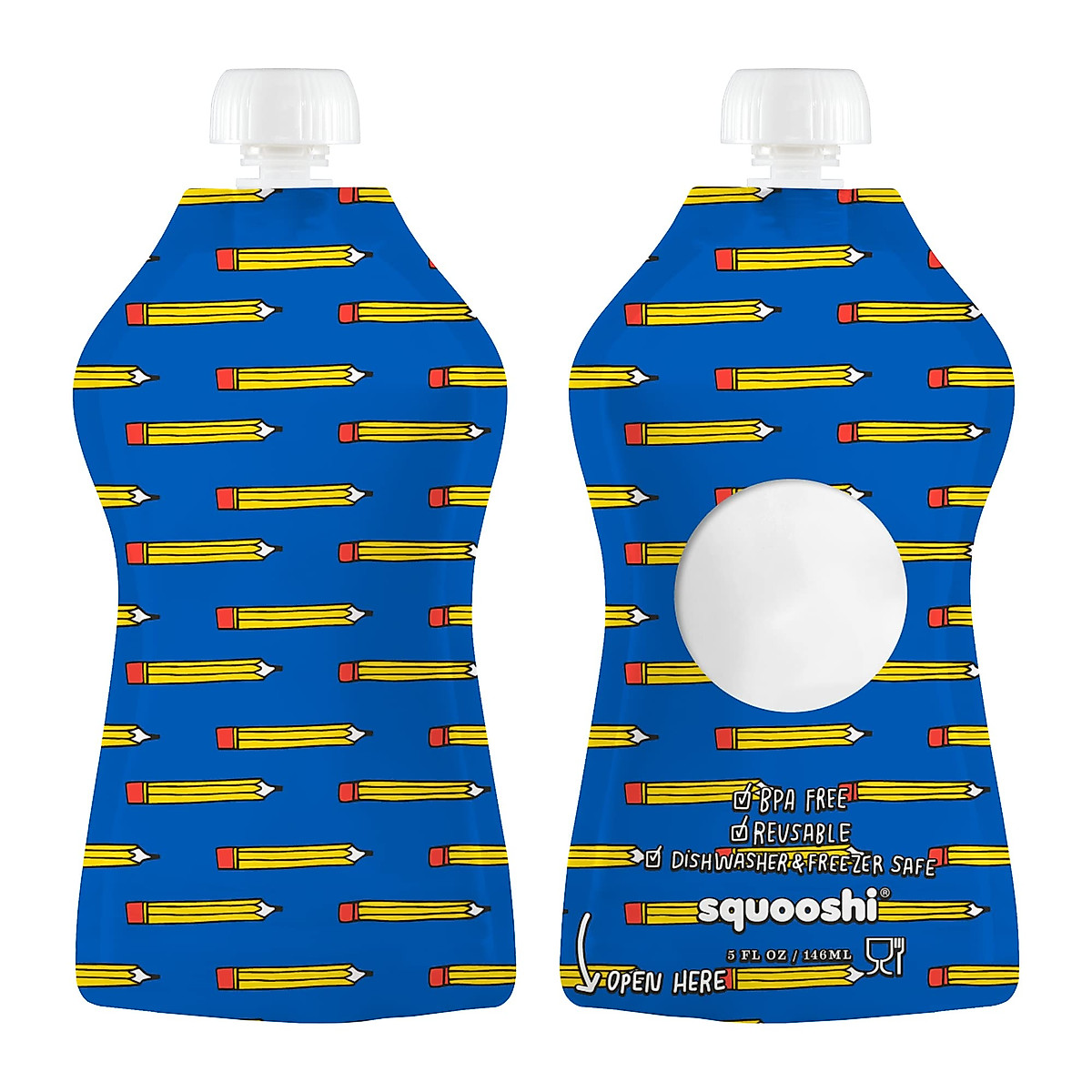 Squooshi Reusable Baby Food Pouches - 10 Pack - Baby Food Storage - Pouches Toddler - Refillable Squeeze Pouch for Kids (Robots/Bikes))