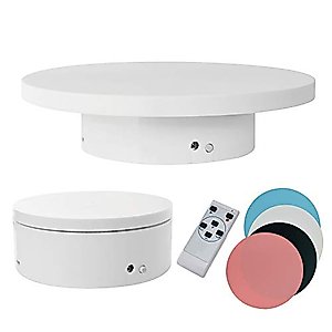 fotoconic Electric Motorized Turntable Rotating Display Stand, Remote Control Angle, Speed Direction, Various Rotation Mode, 11 Lbs Centric Loading, and 2 Pieces Magnetic Cover (4.75" & 8" Diameter)