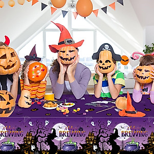 3 Pack Halloween Baby Shower Plastic Tablecloth, Halloween A Baby is Brewing Baby Shower Decorations, Disposable Gender Reveal Table Cover Party Supplies for Halloween Themed Baby Reveal Decorations