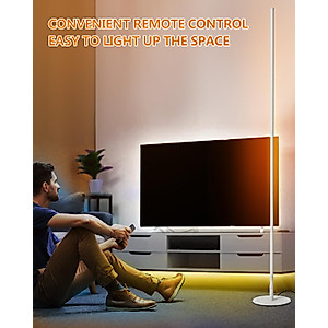 Modern Floor Lamp Led Standing Corner Lamp White Decor Contemporary Metal Floor Lamp for Living Room Bedrooms with Remote & Touch Control