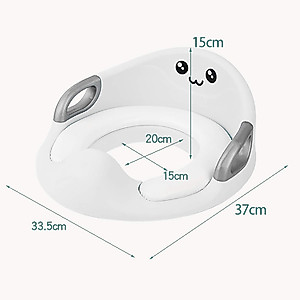 AGAKY Child Toilet Seat, Baby Toilet Reducers, Child Toilet Seat with Armrest and Backrest, Boys Girls Toilet Reducer Suitable for Round and Oval Toilets White