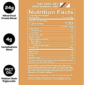 REDCON1 MRE Lite Meal Replacement Powder, Peanut Butter Cookie - Animal Based Whole Food Protein Blend with MCT Oil + Pea Protein - Keto Friendly, Low Carb & Whey Free Protein Supplement (1.92 lbs)